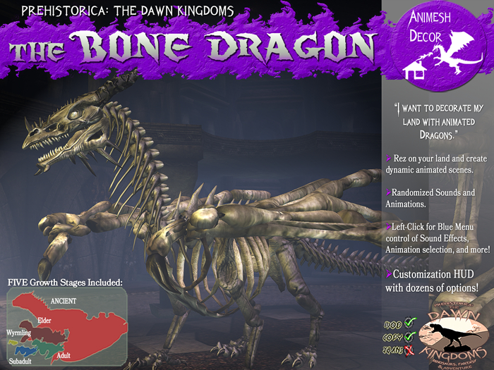 Second Life Marketplace - THE BONE DRAGON ~ DECOR Animesh Statue ...